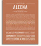 Aleena Personalized Name Meaning Art Prints – Name Stories