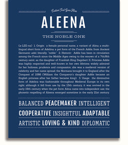 Aleena | Name Art Print – Name Stories