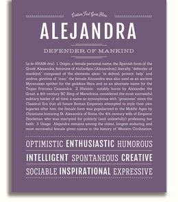 Alejandra Personalized Name Meaning Art Prints – Name Stories