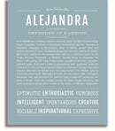 Alejandra Personalized Name Meaning Art Prints – Name Stories