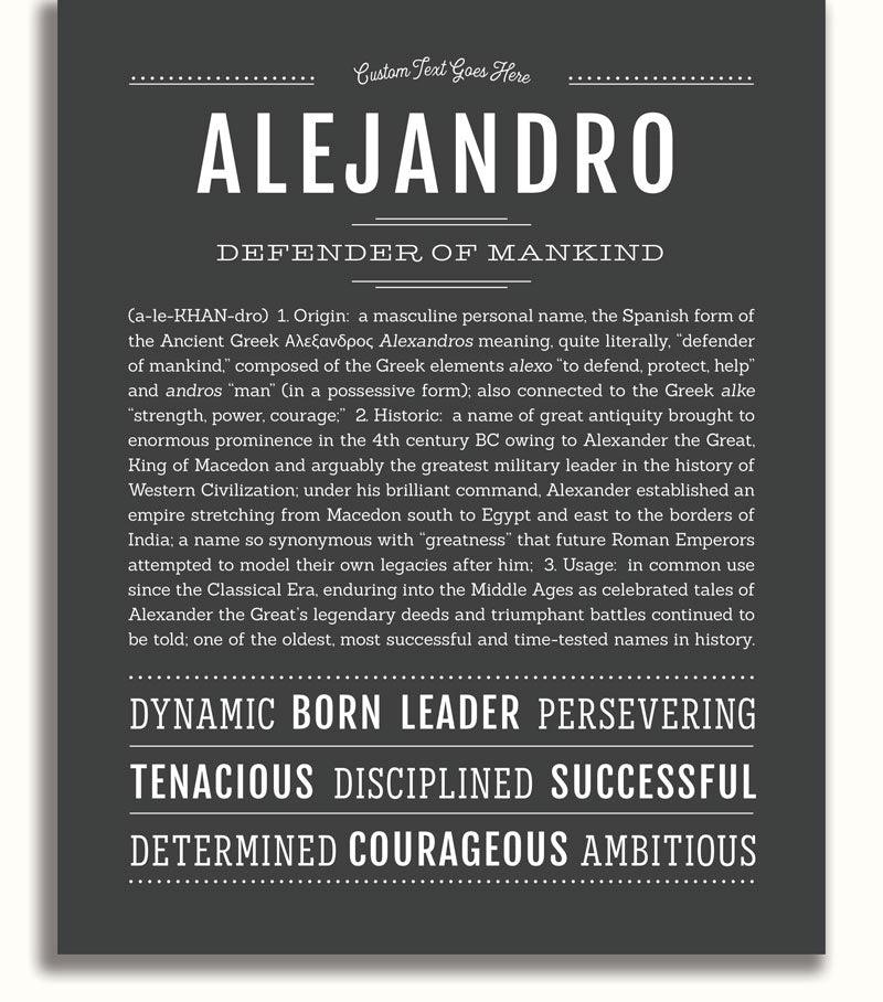 Alejandro Personalized Name Meaning Art Prints – Name Stories