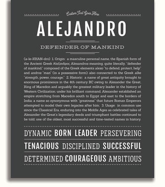Alejandro Personalized Name Meaning Art Prints – Name Stories