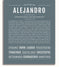 Alejandro Personalized Name Meaning Art Prints – Name Stories