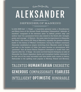Aleksander Personalized Name Meaning Art Prints – Name Stories