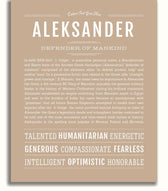 Aleksander Personalized Name Meaning Art Prints – Name Stories