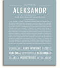 Aleksandr Personalized Name Meaning Art Prints – Name Stories