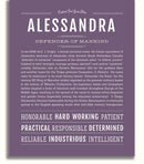 Alessandra Personalized Name Meaning Art Prints – Name Stories