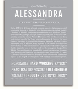 Alessandra Personalized Name Meaning Art Prints – Name Stories