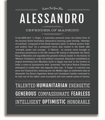 Alessandro Personalized Name Meaning Art Prints – Name Stories