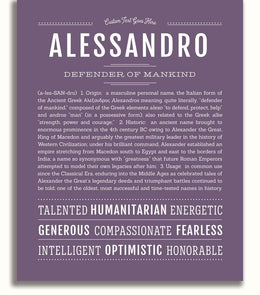 Alessandro Personalized Name Meaning Art Prints – Name Stories