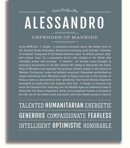 Alessandro Personalized Name Meaning Art Prints – Name Stories