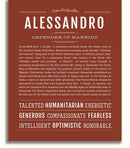 Alessandro Personalized Name Meaning Art Prints – Name Stories