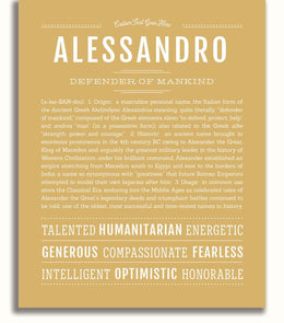 Alessandro Personalized Name Meaning Art Prints – Name Stories