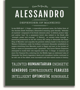 Alessandro Personalized Name Meaning Art Prints – Name Stories