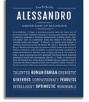 Alessandro Personalized Name Meaning Art Prints – Name Stories