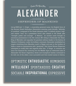 Alexander Personalized Name Meaning Art Prints – Name Stories