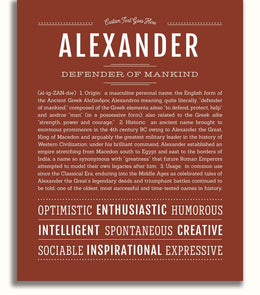 Alexander Personalized Name Meaning Art Prints – Name Stories