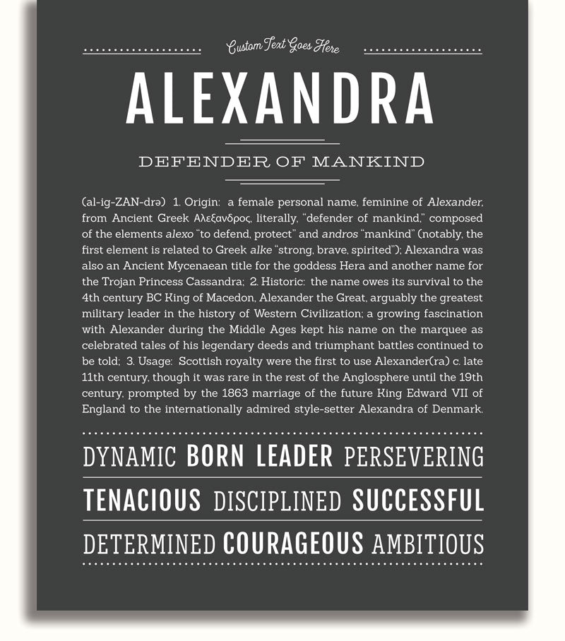 Alexandra Personalized Name Meaning Art Prints – Name Stories