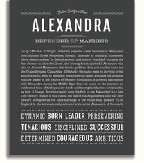 Alexandra Personalized Name Meaning Art Prints – Name Stories