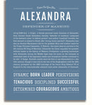 Alexandra Personalized Name Meaning Art Prints – Name Stories
