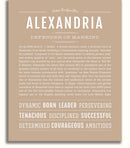 Alexandria Personalized Name Meaning Art Prints – Name Stories