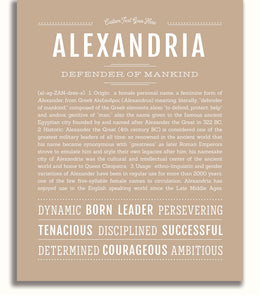 Alexandria Personalized Name Meaning Art Prints – Name Stories