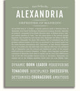 Alexandria Personalized Name Meaning Art Prints – Name Stories