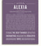 Alexia Personalized Name Meaning Art Prints – Name Stories