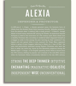 Alexia Personalized Name Meaning Art Prints – Name Stories