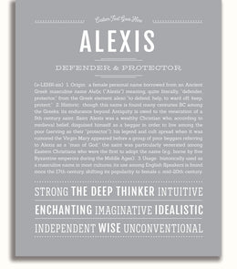 Alexis Personalized Name Meaning Art Prints – Name Stories