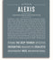 Alexis Personalized Name Meaning Art Prints – Name Stories