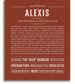 Alexis Personalized Name Meaning Art Prints – Name Stories