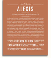 Alexis Personalized Name Meaning Art Prints – Name Stories