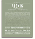 Alexis Personalized Name Meaning Art Prints – Name Stories