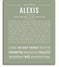 Alexis Personalized Name Meaning Art Prints – Name Stories