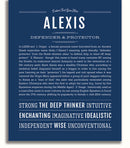 Alexis Personalized Name Meaning Art Prints – Name Stories