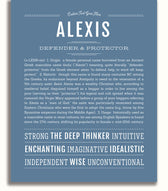 Alexis Personalized Name Meaning Art Prints – Name Stories