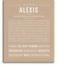Alexis Personalized Name Meaning Art Prints – Name Stories