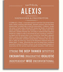Alexis Personalized Name Meaning Art Prints – Name Stories