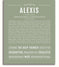 Alexis Personalized Name Meaning Art Prints – Name Stories