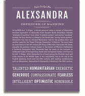 Alexsandra Personalized Name Meaning Art Prints – Name Stories