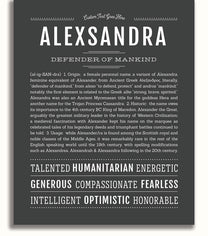 Alexsandra Personalized Name Meaning Art Prints – Name Stories