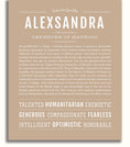 Alexsandra Personalized Name Meaning Art Prints – Name Stories