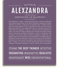Alexzandra Personalized Name Meaning Art Prints – Name Stories
