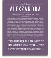 Alexzandra Personalized Name Meaning Art Prints – Name Stories