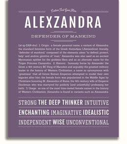 Alexzandra Personalized Name Meaning Art Prints – Name Stories