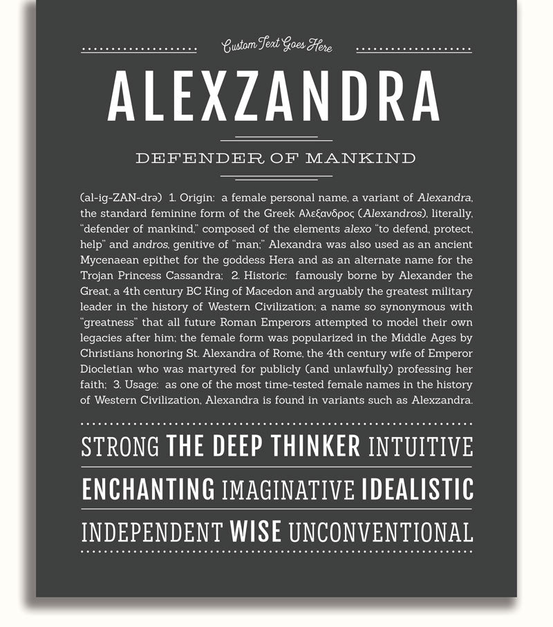 Alexzandra Personalized Name Meaning Art Prints – Name Stories