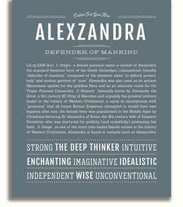 Alexzandra Personalized Name Meaning Art Prints – Name Stories