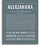 Alexzandra Personalized Name Meaning Art Prints – Name Stories