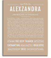 Alexzandra Personalized Name Meaning Art Prints – Name Stories